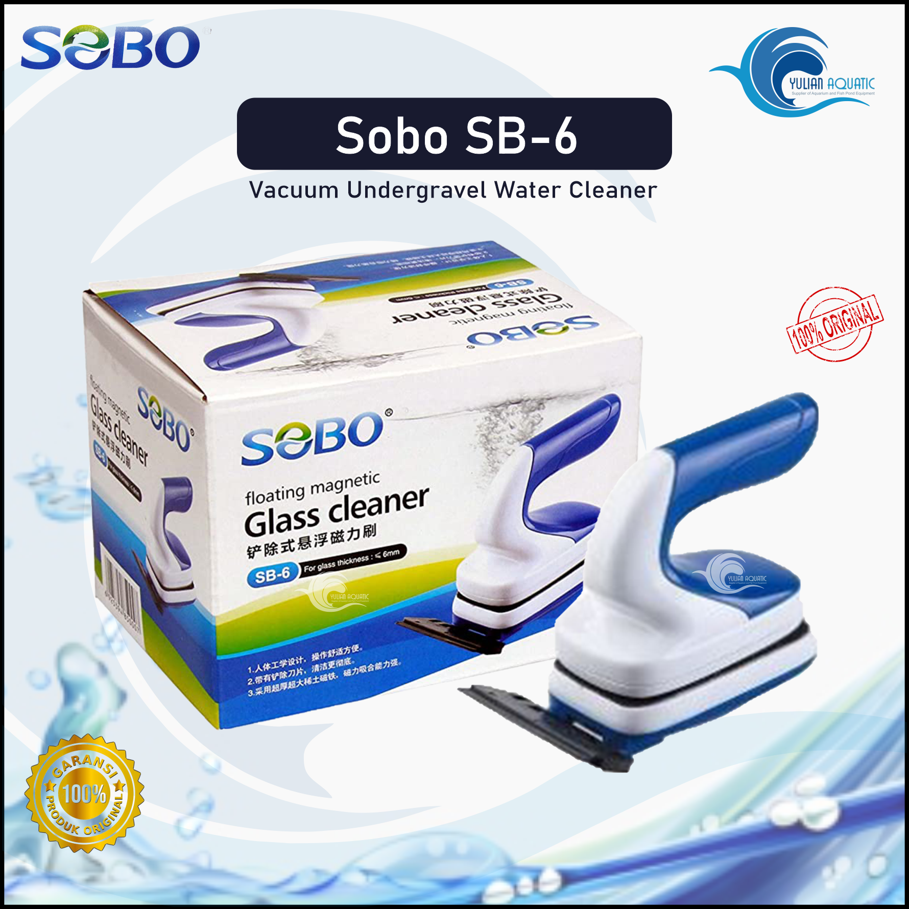 SOBO SB-6 FLOATING MAGNETIC GLASS CLEANER | Lazada Indonesia