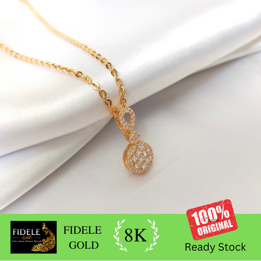 Liontin Permata Bulat Emas Berkilau Emas Cantik Liontin Mewah | Lazada ...