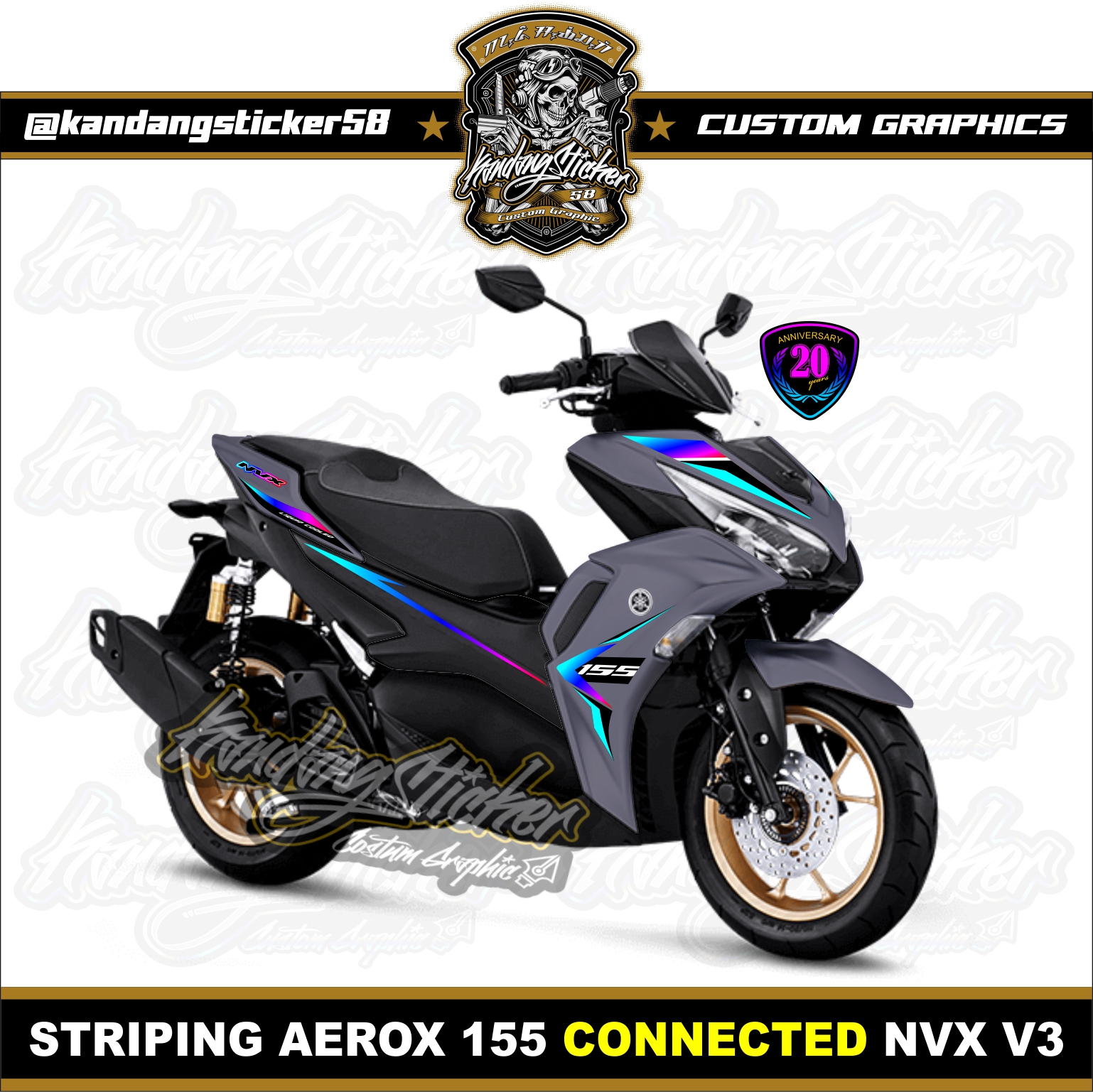 Striping Aerox 155 Connected NVX V3 2021 Sticker Aerox Sticker NVX ...
