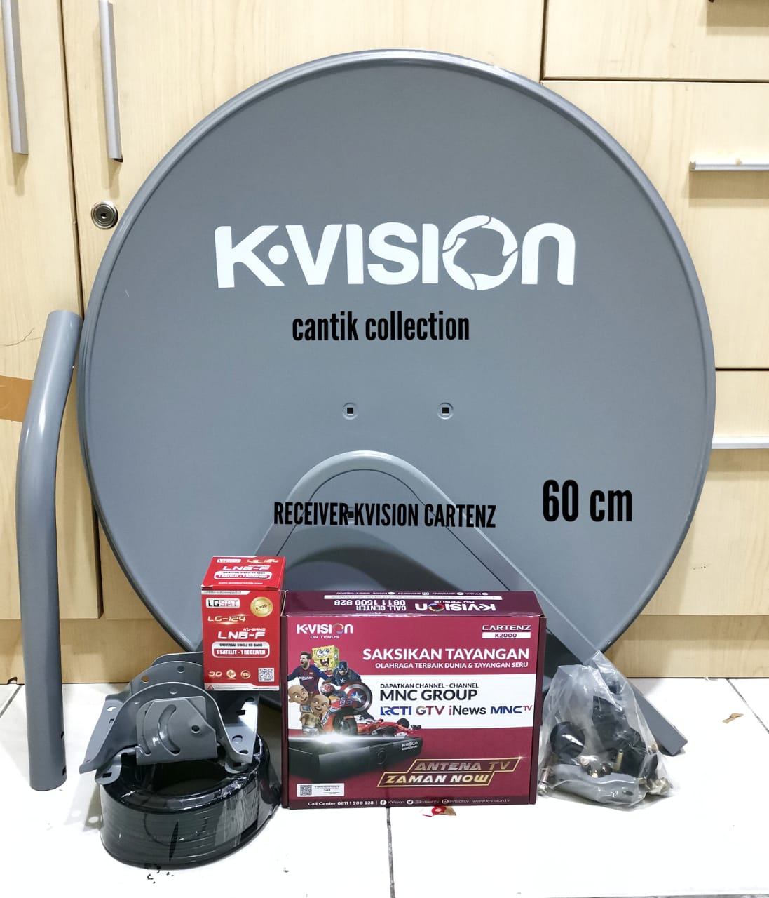 Parabola Mini Full Set Kvision 60 cm Paket Receiver Kvision Cartenz ...