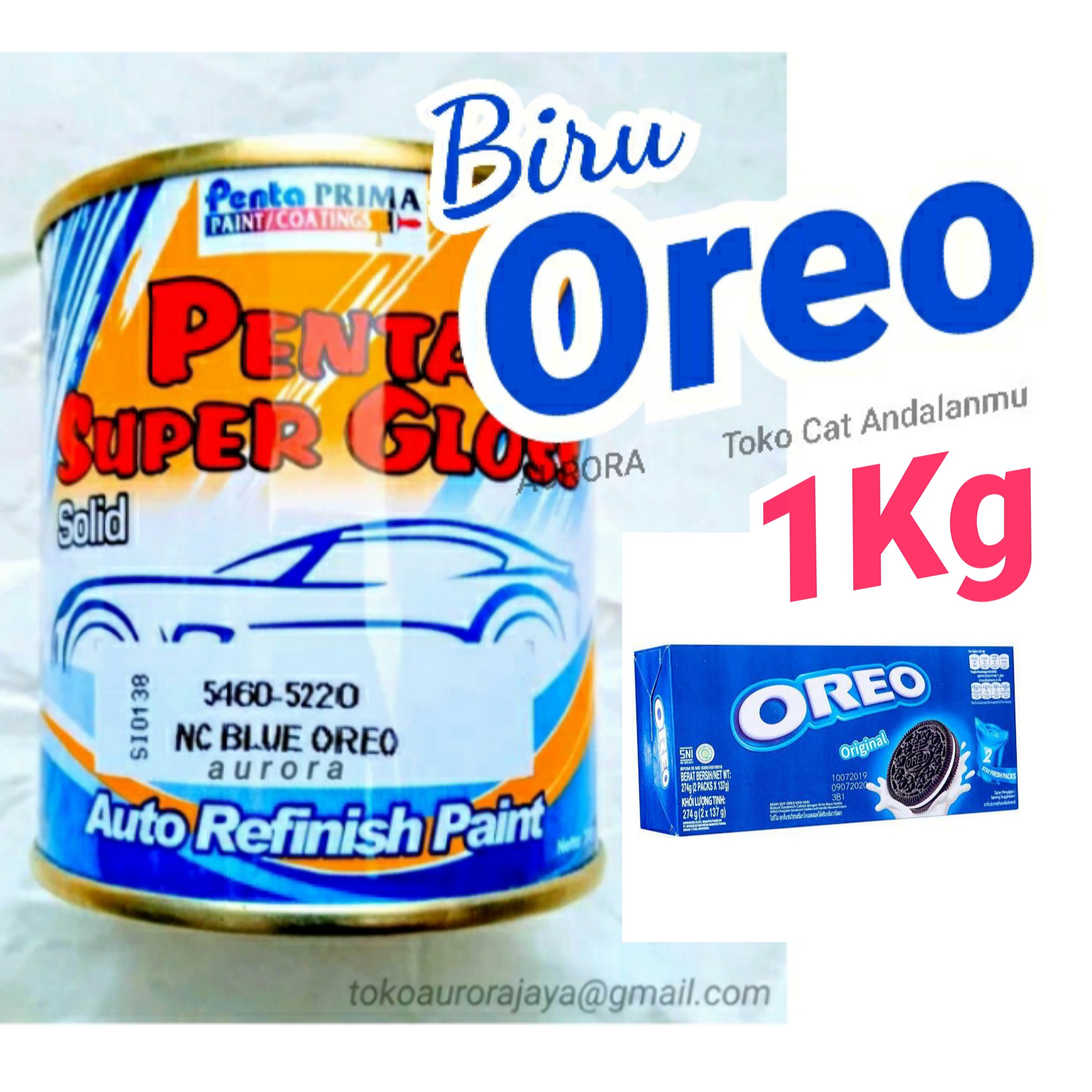 Cat Biru Oreo 1Kilo Penta Super Gloss Blue Solid 1Kg 1 Liter | Lazada ...