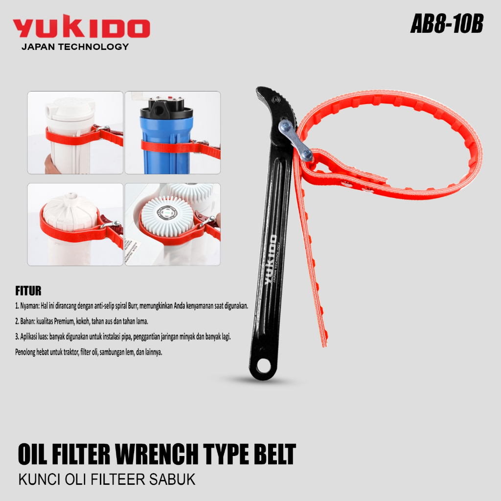 KUNCI FILTER OLI 9INC Oil Filter Wrench Belt 9 Inch Kunci Oli Kulit ...