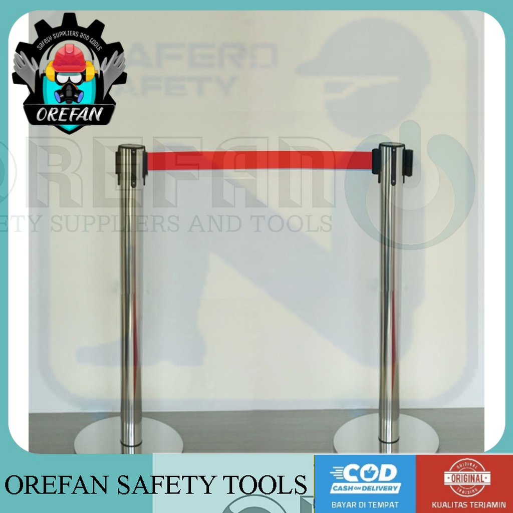 Tiang Antrian Standing Barrier Railing Stand Pembatas Antrian Stainless ...