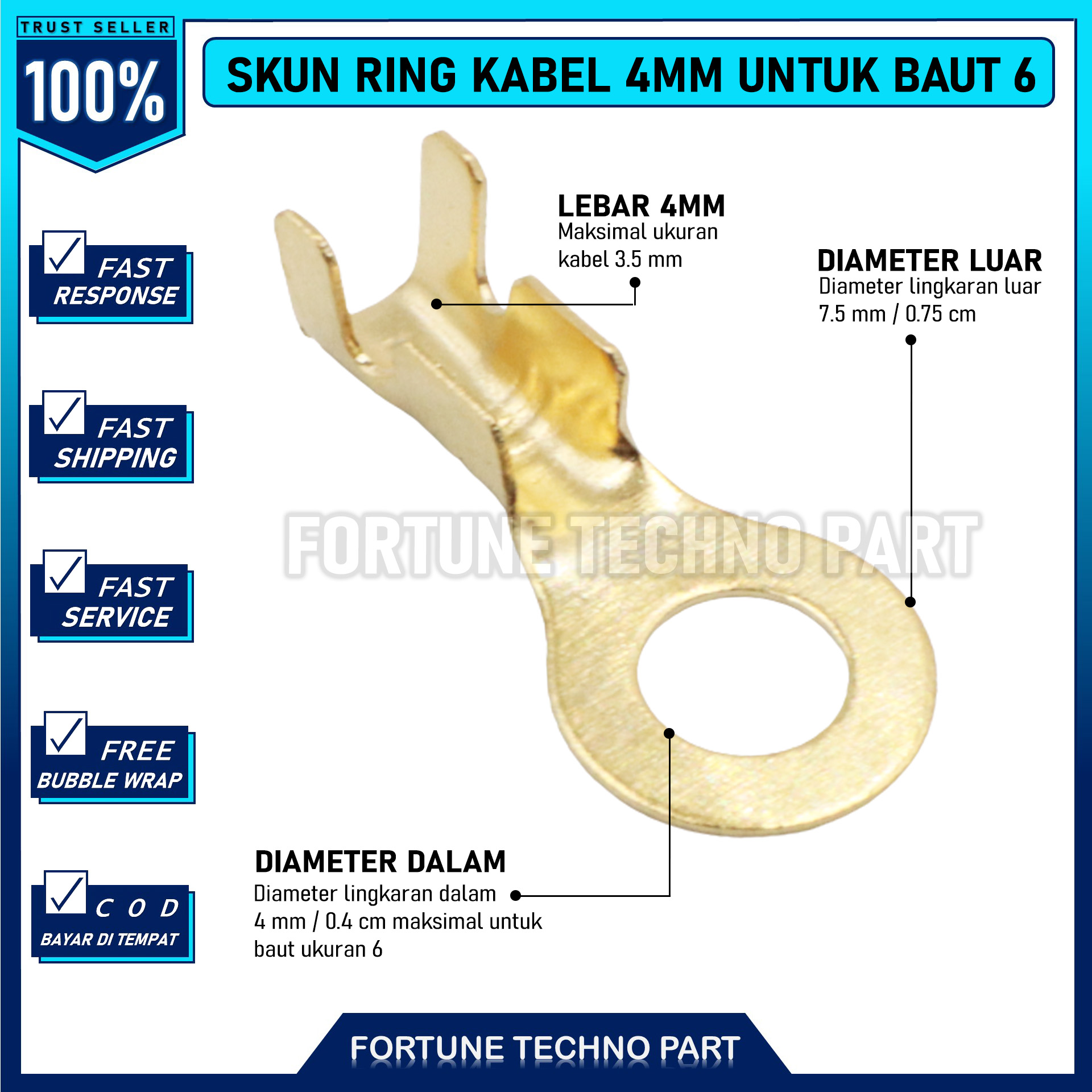 [GRATIS ONGKIR] [COD] - PAKET 100 PCS Skun Ring 4mm Untuk Baut 6 / Skun Bulat 4 mm Kunci 6 ...