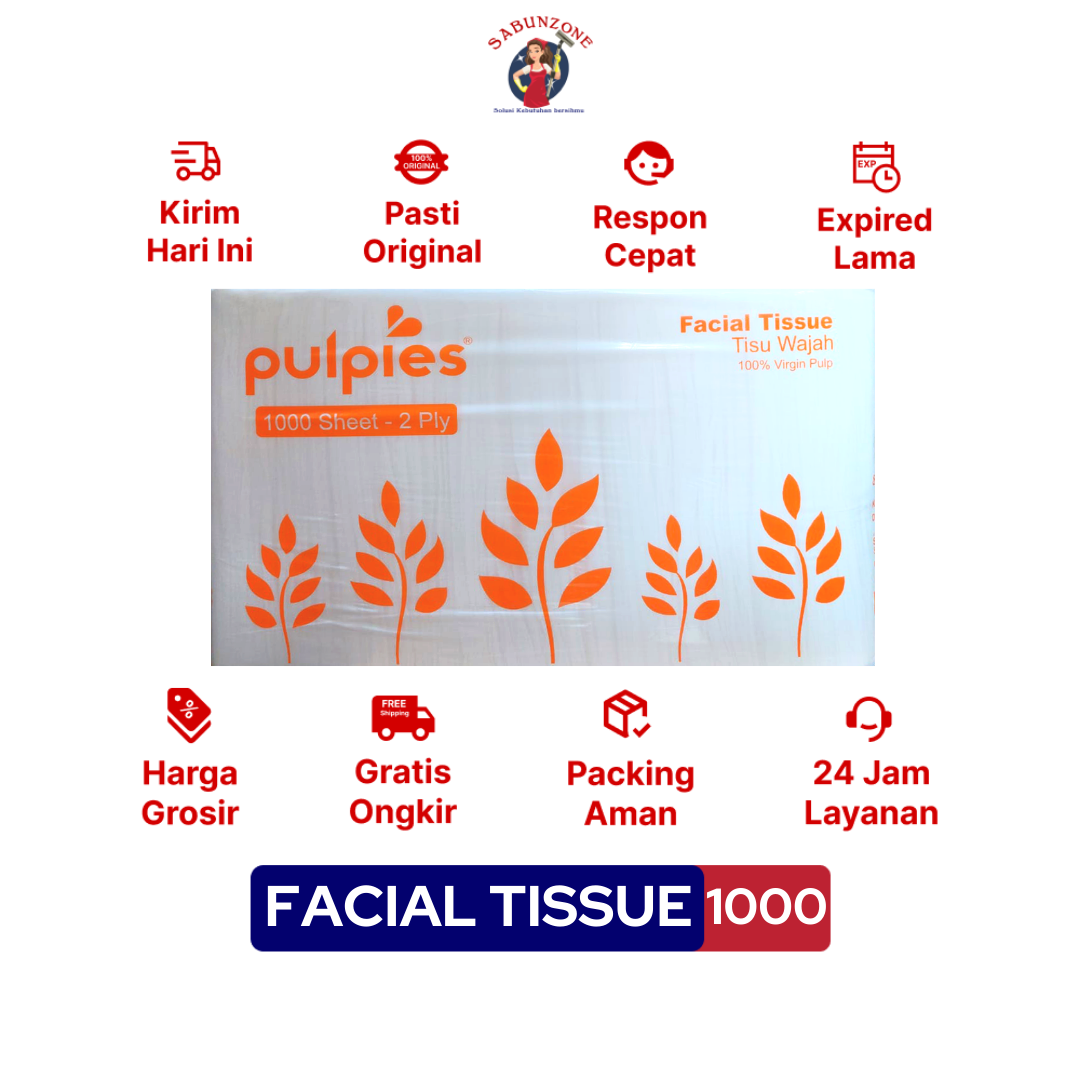 Tisu Wajah Pulpies Facial Tissue 2 Ply Jumbo Pack 1000 Sheets | Lazada ...