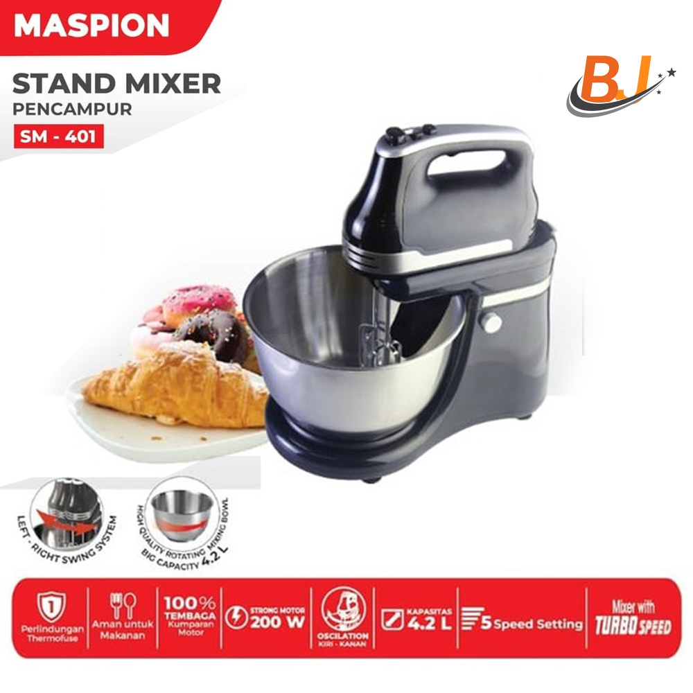 MASPION SM 401 Stand Mixer 4.2Liter SM-401 Stainless | Lazada Indonesia