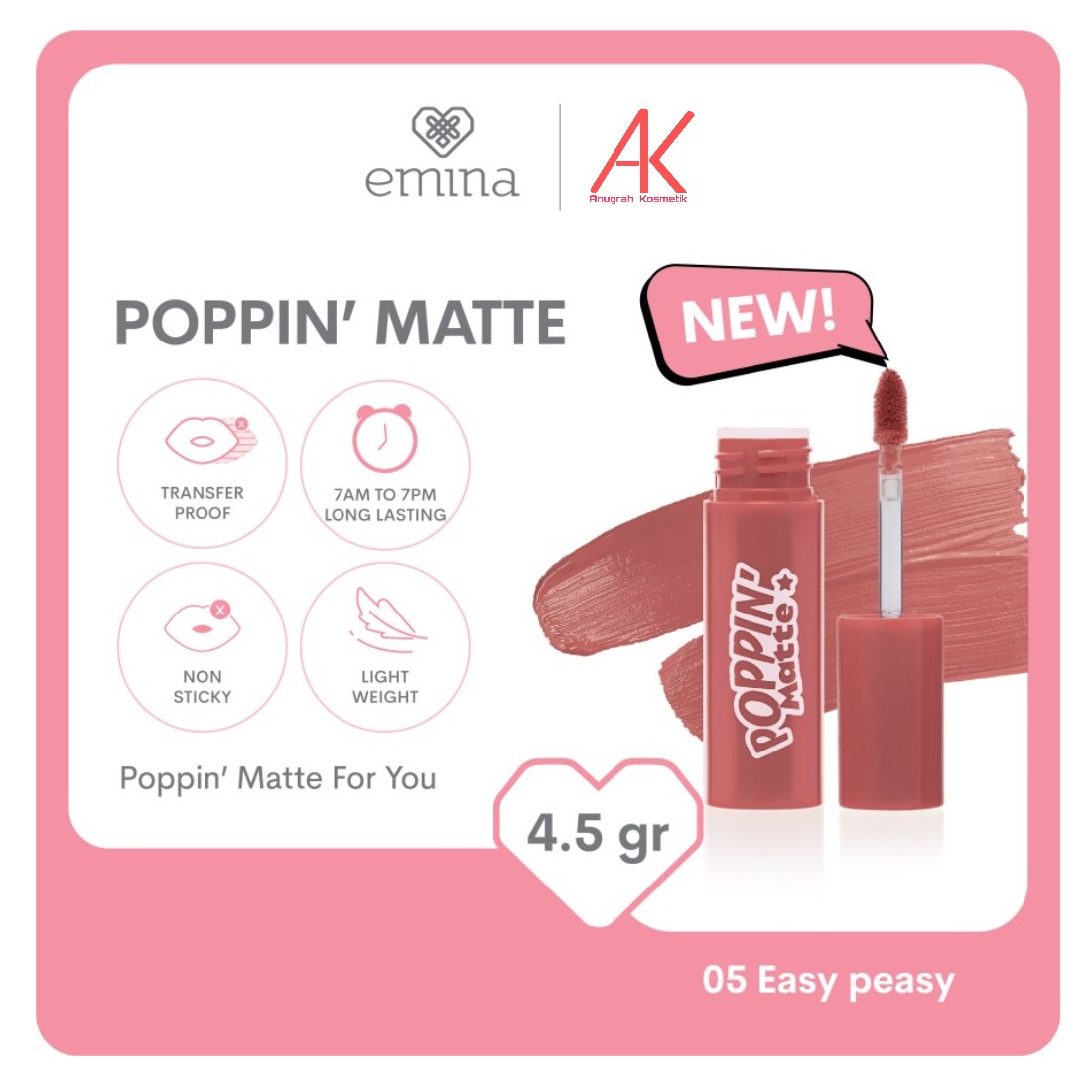 Emina Poppin' Matte 4.5 g - Lip Cream Tahan Lama [Lipcream] [Chatime ...