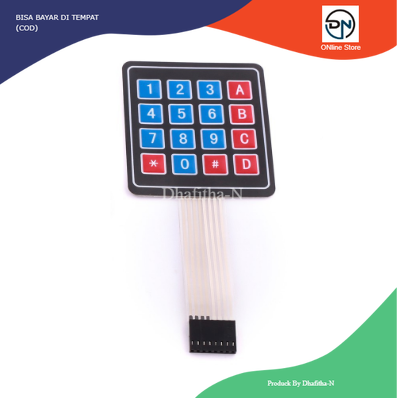 Keypad / Tombol / kipet 4x4 Membrane Matrix Array 12 Key untuk Pom Mini ...