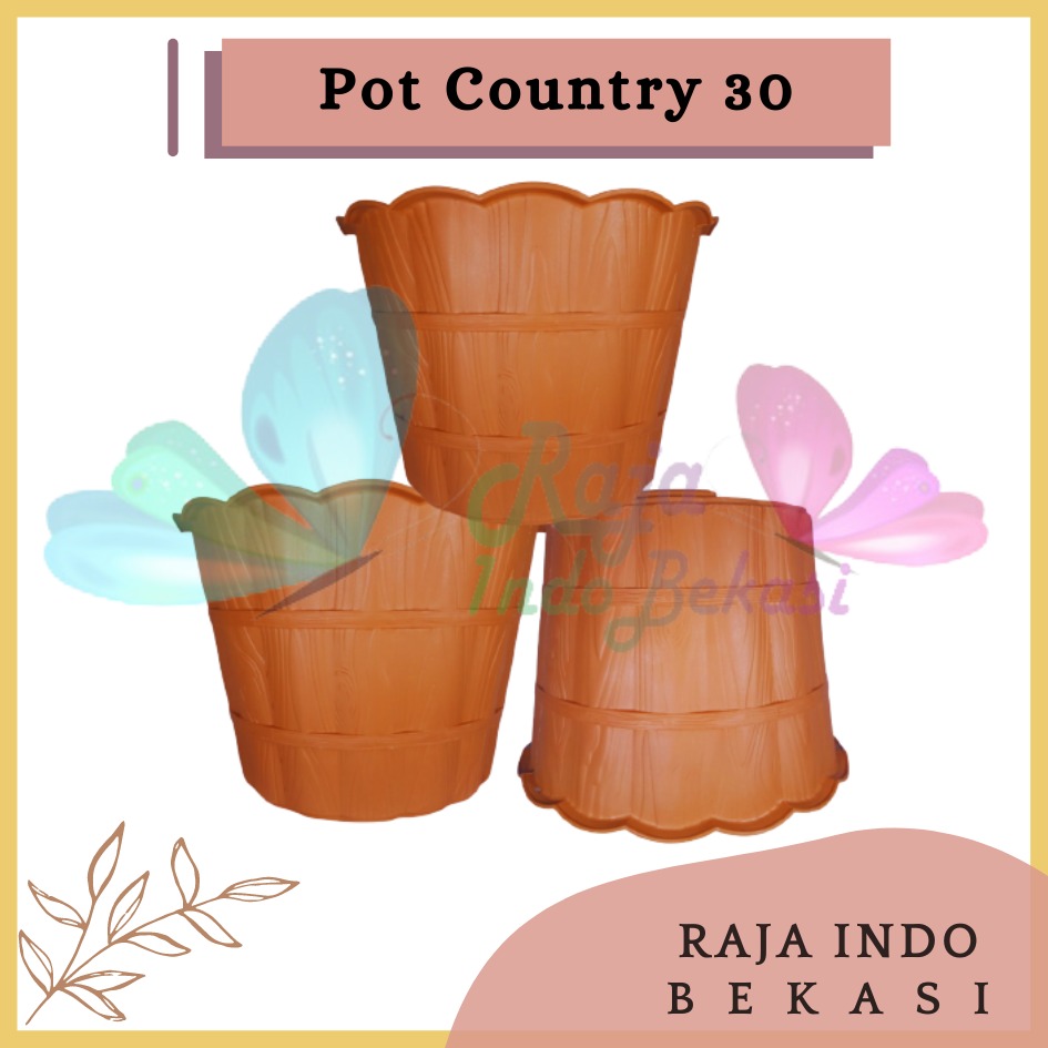 Pot Shallom Country 30 Merah Bata Coklat Terracotta Terakota Putih Pot ...