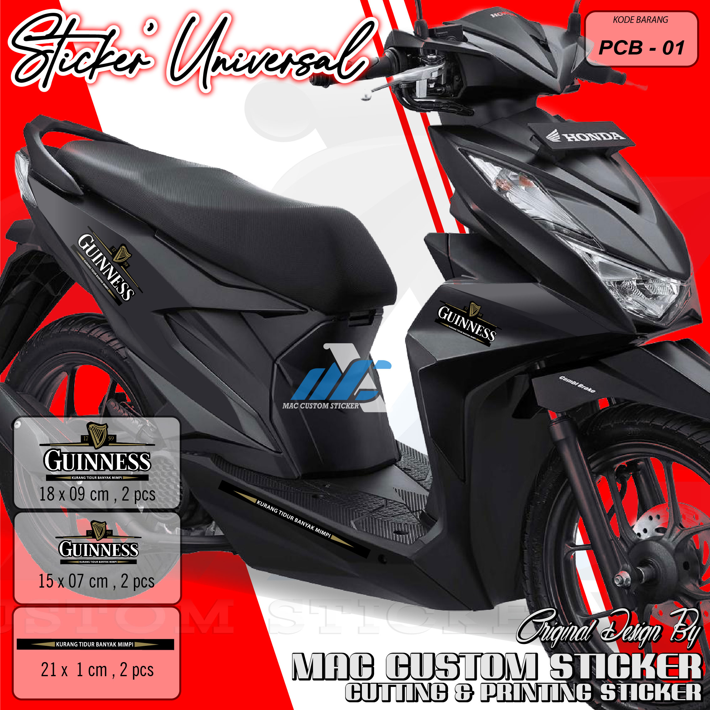 STIKER MOTOR BEAT - STIKER UNIVERSAL - PCB 01 | Lazada Indonesia