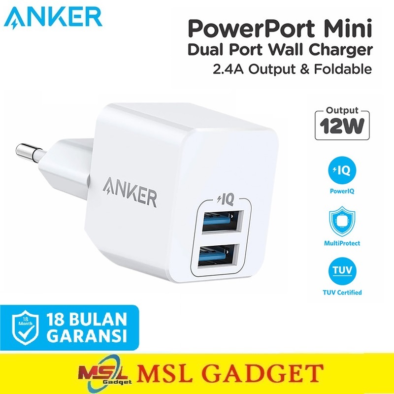 Anker PowerPort Mini Adaptor Charger 12W Dual USB Fast A2620 | Lazada ...