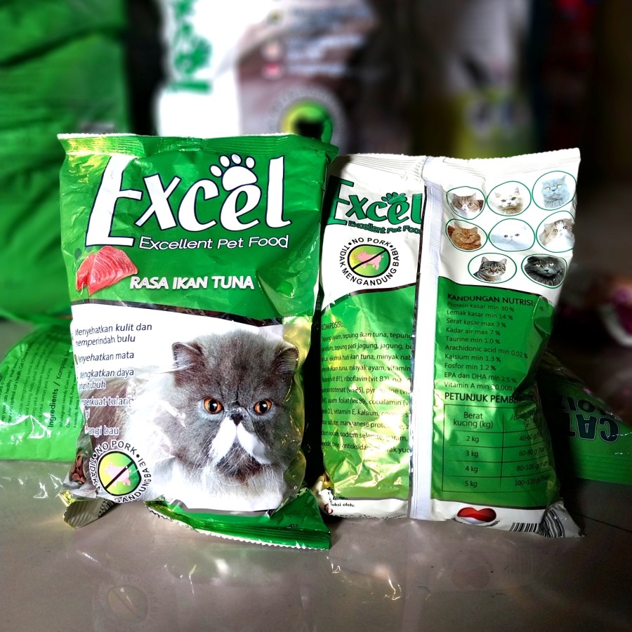 Excel Cat Rasa Tuna Kemasan 500 Gram / Makanan Kucing Excel Bentuk ...