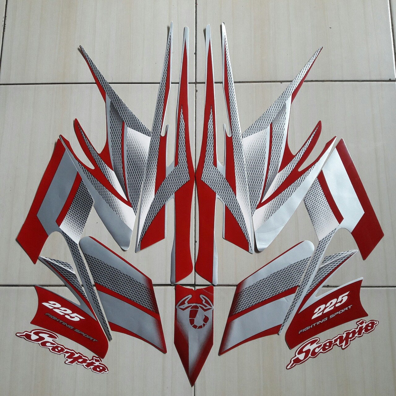 Stiker Striping Lis Motor Yamaha Scorpio 2004 Abu-merah Standar ...