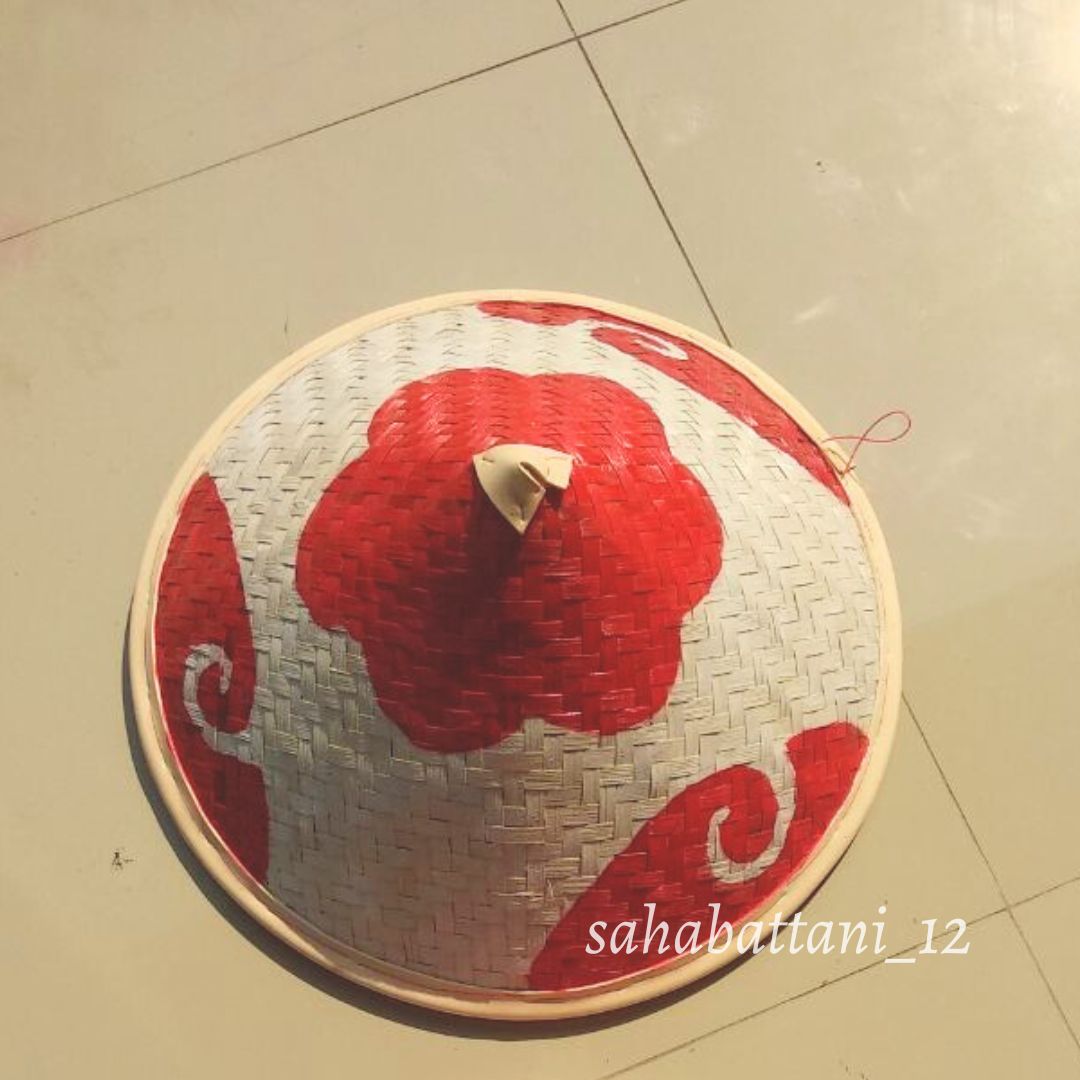 Caping petani anak sd motif merah putih | topi caping warna kemerdekaan ...
