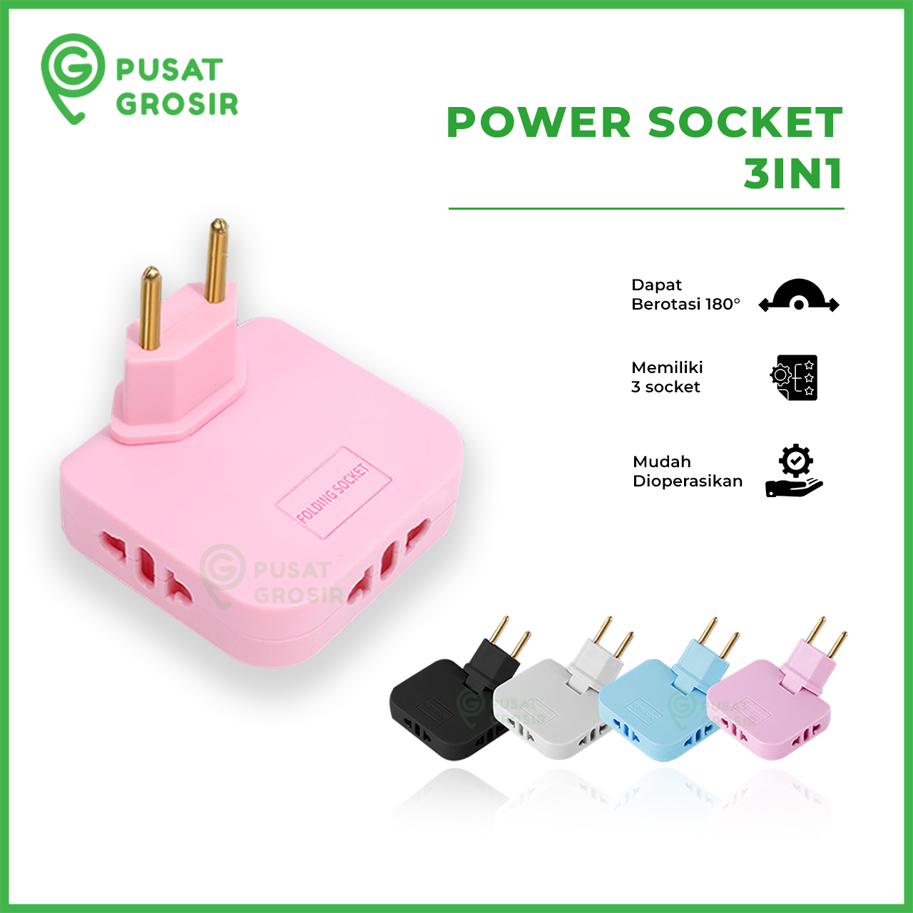 Power socket Lipat 3in1 portable colokan steker coverter 3 colokan plug ...
