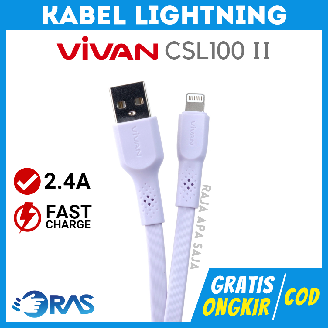 Kabel Data Charger Ip Vivan CSL100 - IP 5 6s 6 7 7s 8 X XS XR 11 12 13 ...