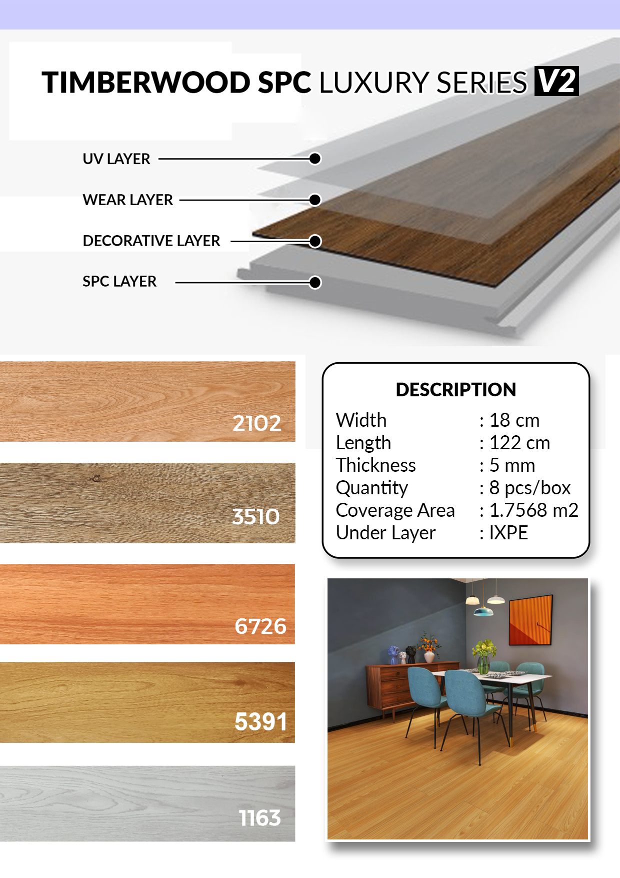 Timberwood Luxury SPC Floor Lantai SPC tebal 5mm | Lazada Indonesia