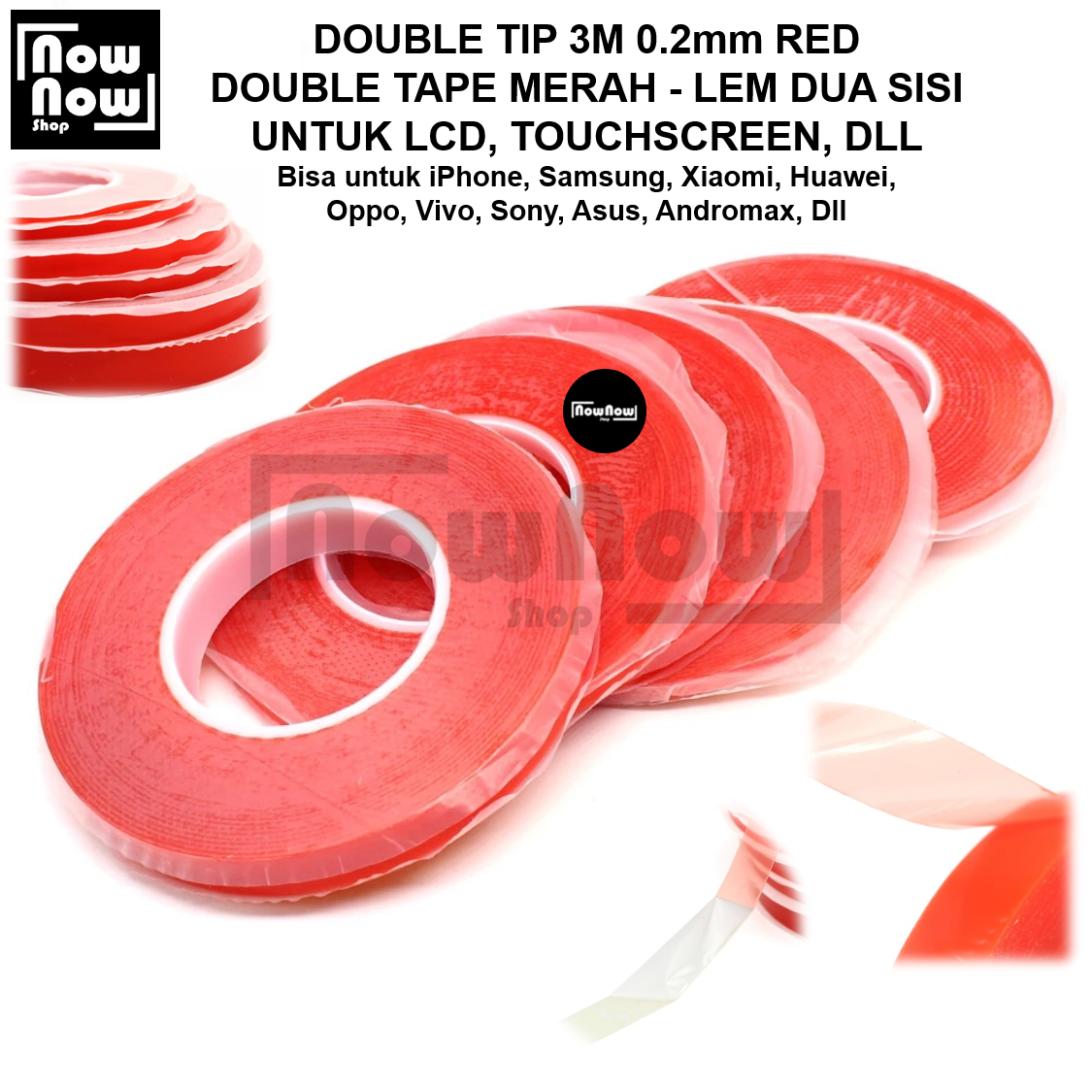DOUBLE TIP 3M 0.2mm RED SELOTIP DOUBLE TAPE MERAH LEM 2 SISI BOLAK ...