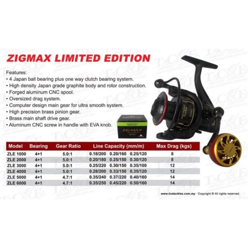 reel Ajiking zig max limited edition 4000 5000 6000 | Lazada Indonesia