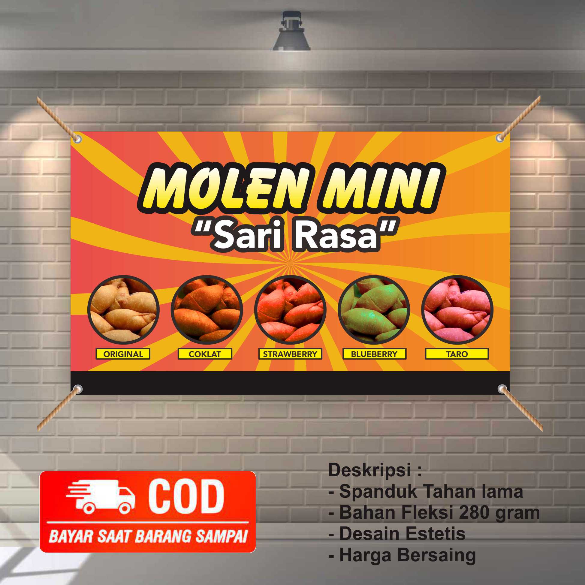 spanduk banner jualan molen mini lezat 2x1m | Lazada Indonesia