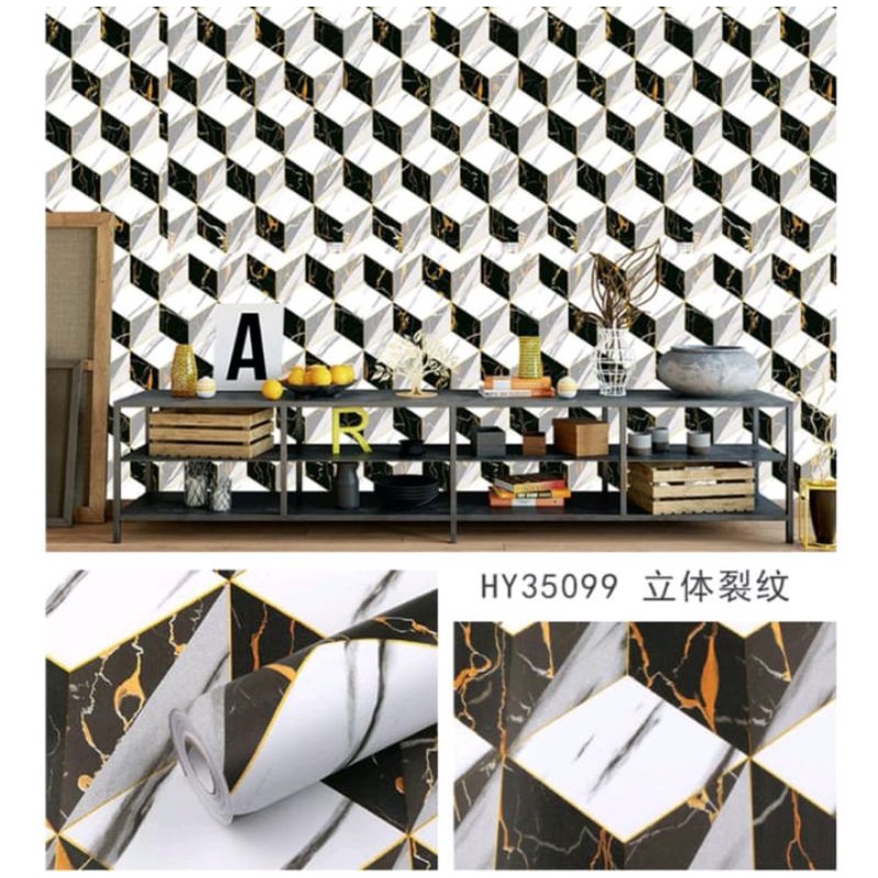 Wallpaper Marmer PVC Wallpaper Dinding Marmer Wallpaper Dinding Motif ...