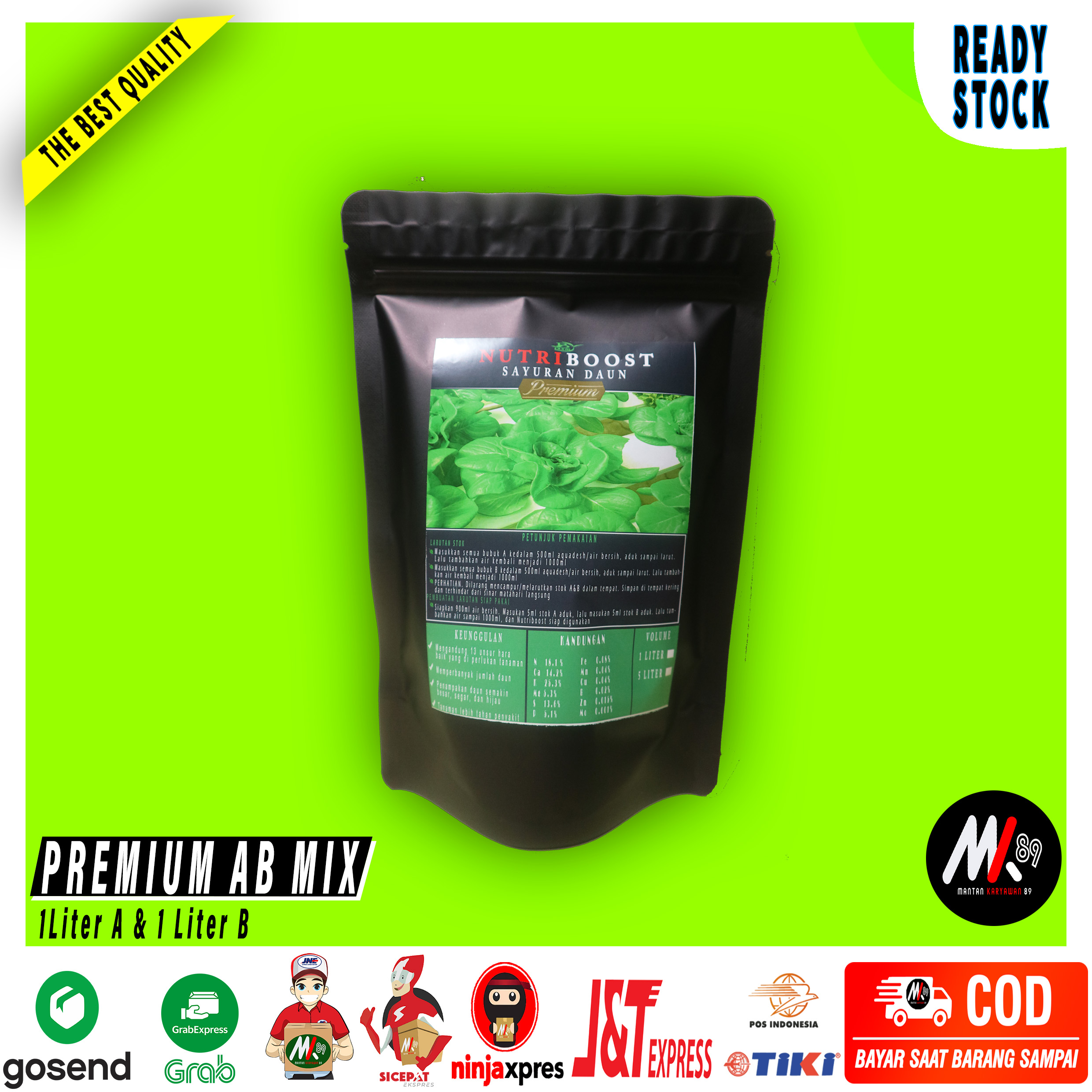 Nutrisi Hidroponik AB Mix Bubuk Sayur Daun PREMIUM Organik 1 Liter COD ...