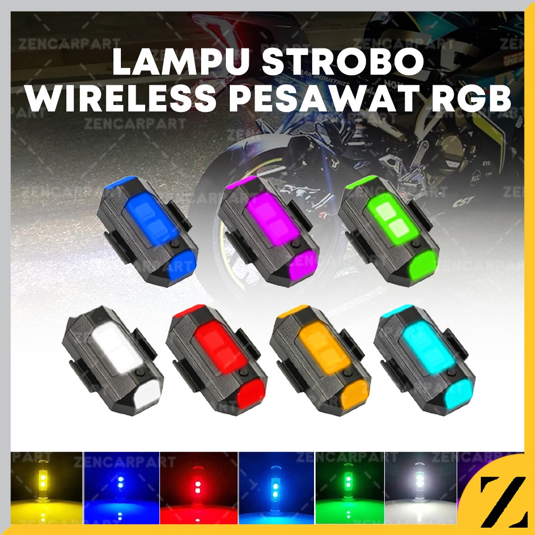 Lampu LED Kedip Pesawat Blitz RGB Strobo Mobil Motor 7 Warna Kabel ...