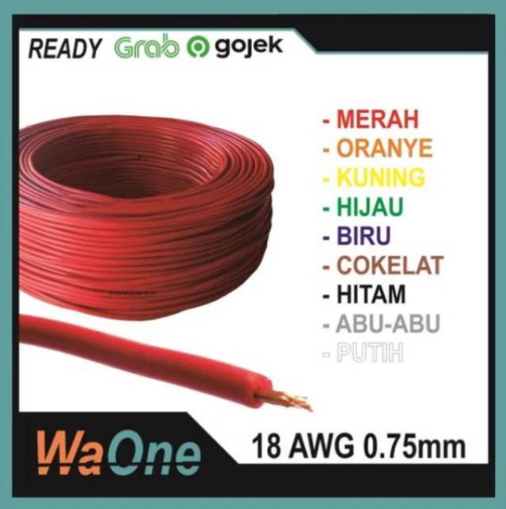 [Harga per Meter] Kabel Body 18 AWG 0.75 mm Meteran Kelistrikan Mobil ...