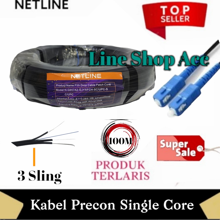 Kabel Fiber Optik 100 Meter Ftth Drop Cable Sc Sc Precon Fiber Optic ...