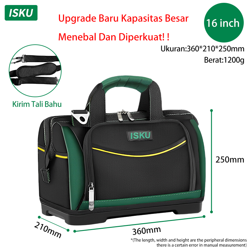 ISKU Tool Bag Besar 20 inch 1680D Kain Oxford Tas Perkakas Anti Air ...