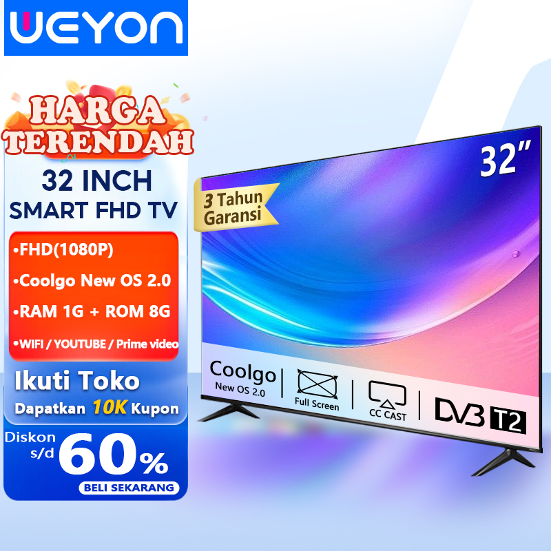 Weyon Smart TV Digital LED 32 inch FHD Ready Digital Televisi Murah ...
