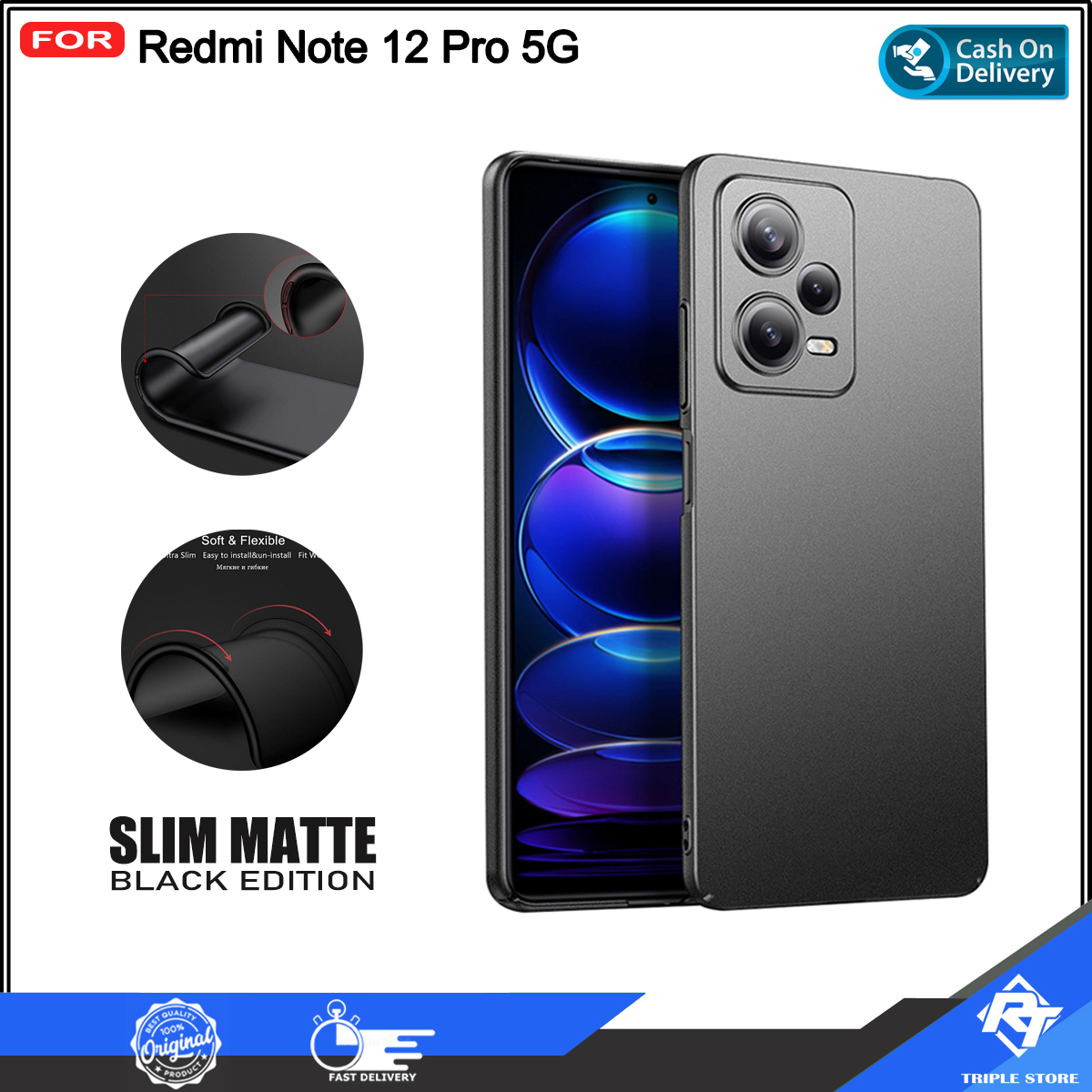 Case Slim Matte Premium Black Xiaomi Redmi Note 13 4G 5G Note 13 Pro 5G ...