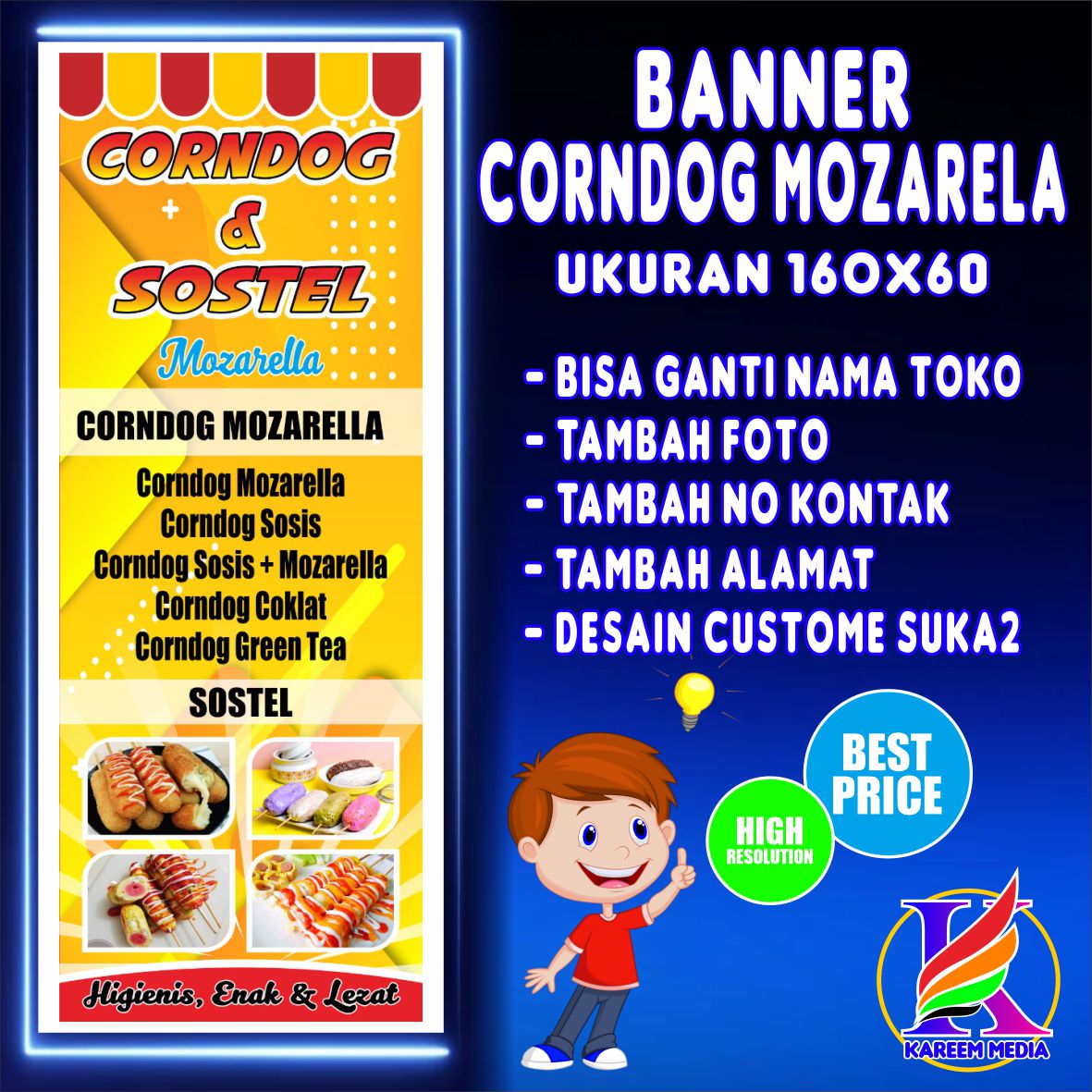 Spanduk Banner Backdrop Kedai Corndog/ Banner Toko Corndog/ Spanduk ...