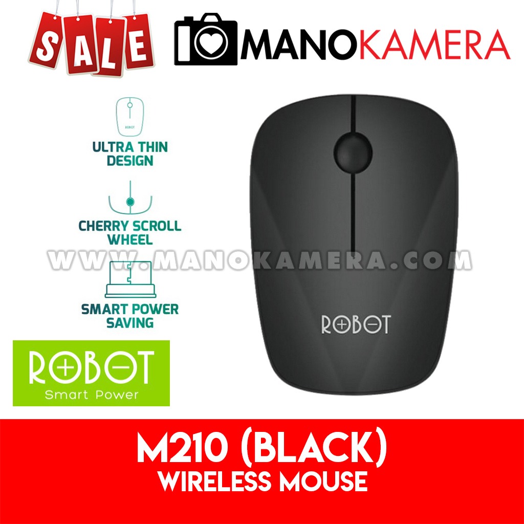 Mouse Wireless ROBOT M220 2.4GHz Optical 1600DPI Receiver USB | Lazada ...