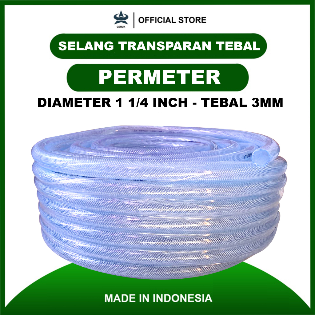 Selang Air Transparan 1 1/4 inch Super Tebal / Selang Benang Transparan ...