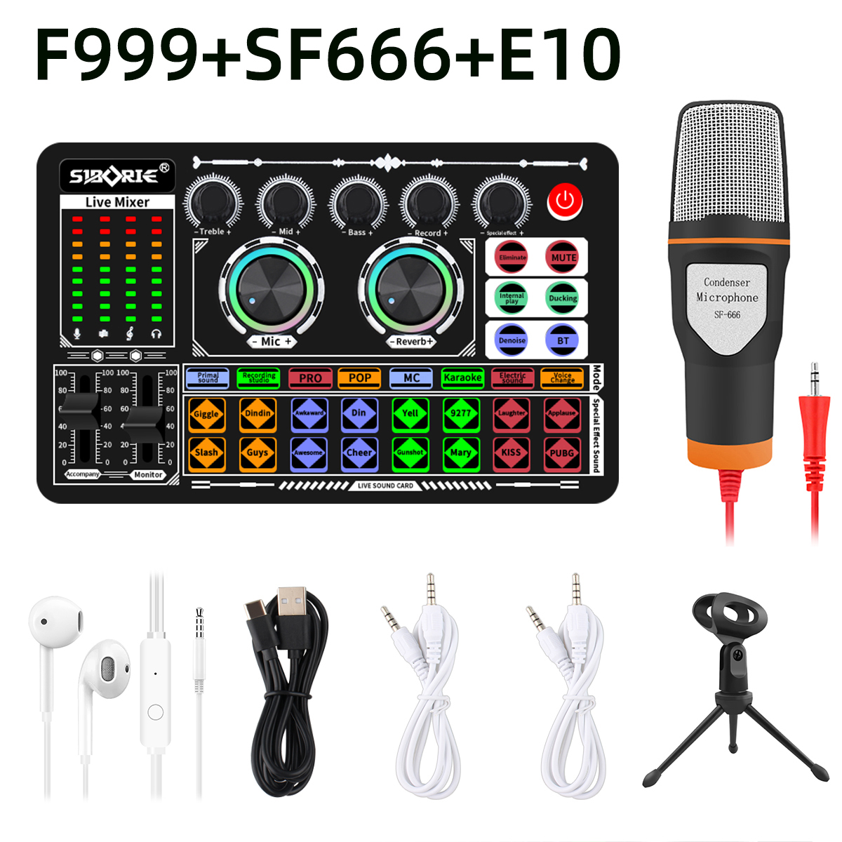 Siborie Soundcard F999 Audio USB External Sound Card mic Mixer ...