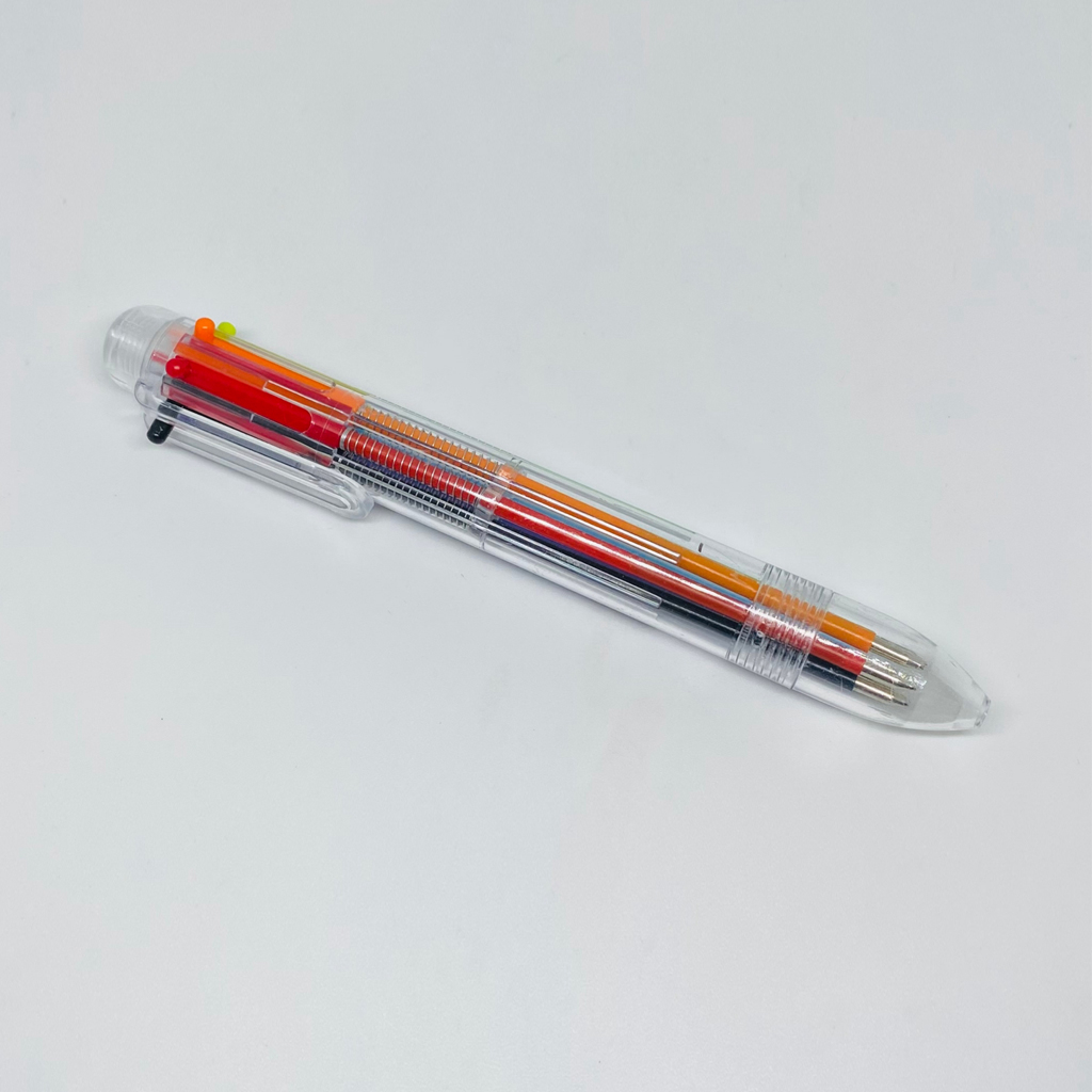 CODMALL Pulpen 6 Warna Transparan Pena Ballpont Pen Six-in-One Color ...