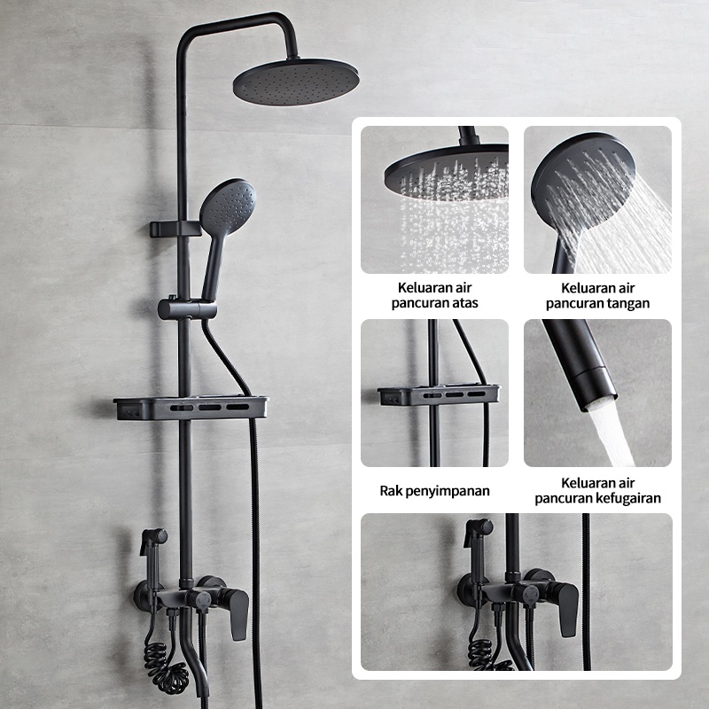 LENODI Set shower kamar mandi + stand + keran, minimalis set shower ...