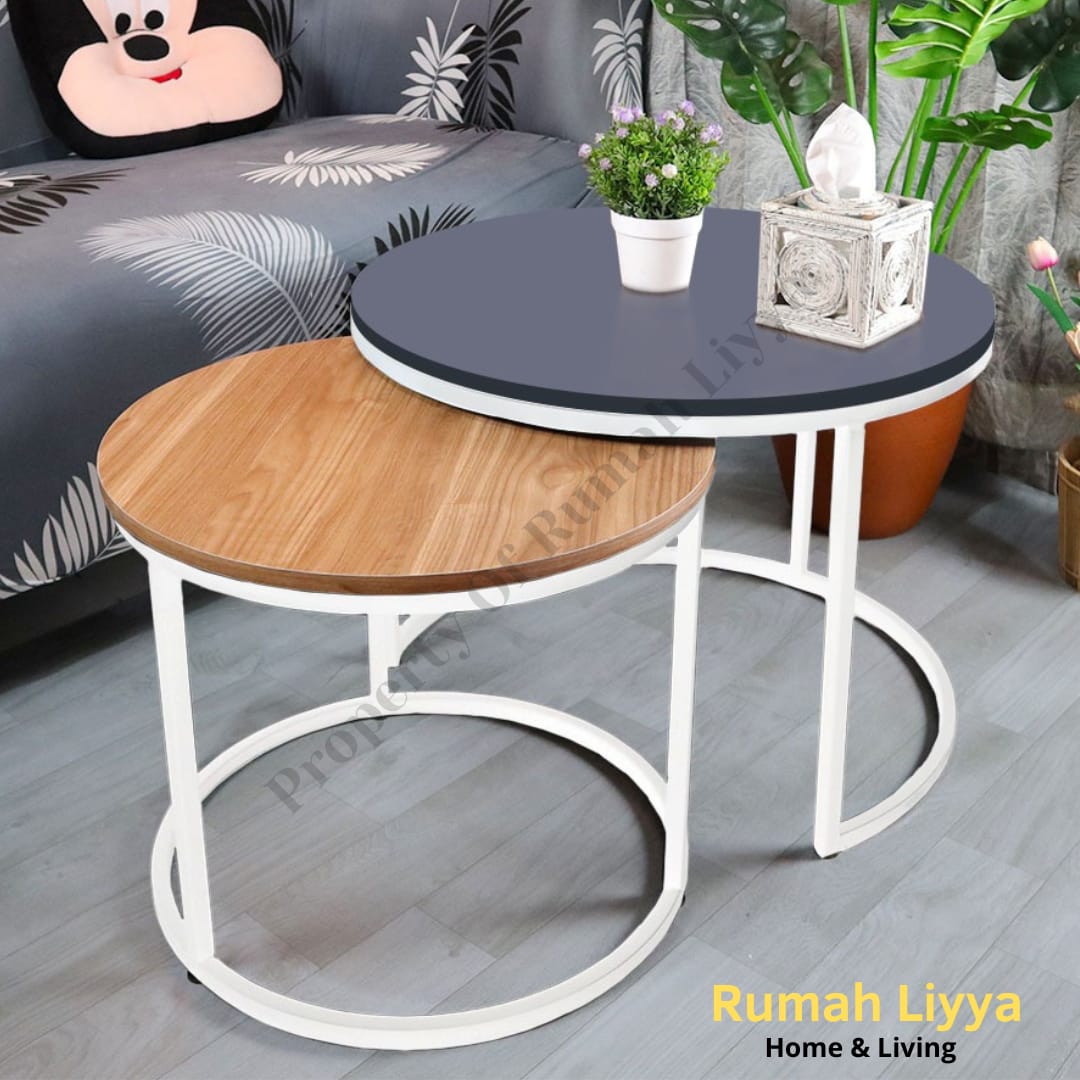 RumahLiyya Meja Besi Bulat Ruang Tamu Minimalis Kaki Besi - Cosmo Table ...
