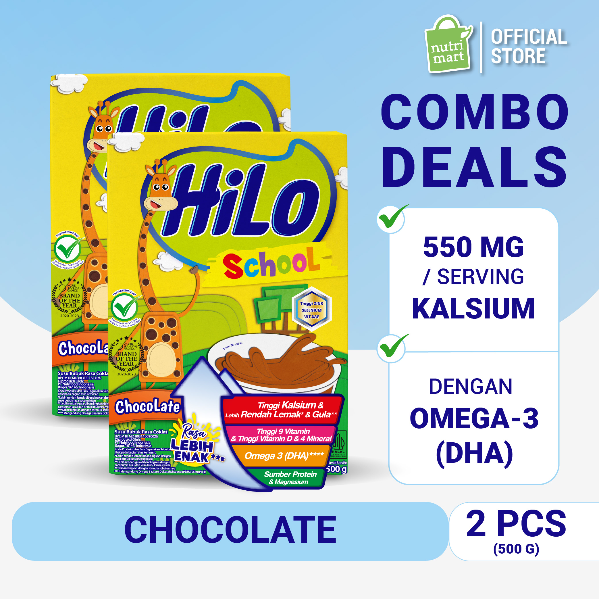 Twin Pack : HiLo School Chocolate 500gr - Susu Anak Tinggi Kalsium ...
