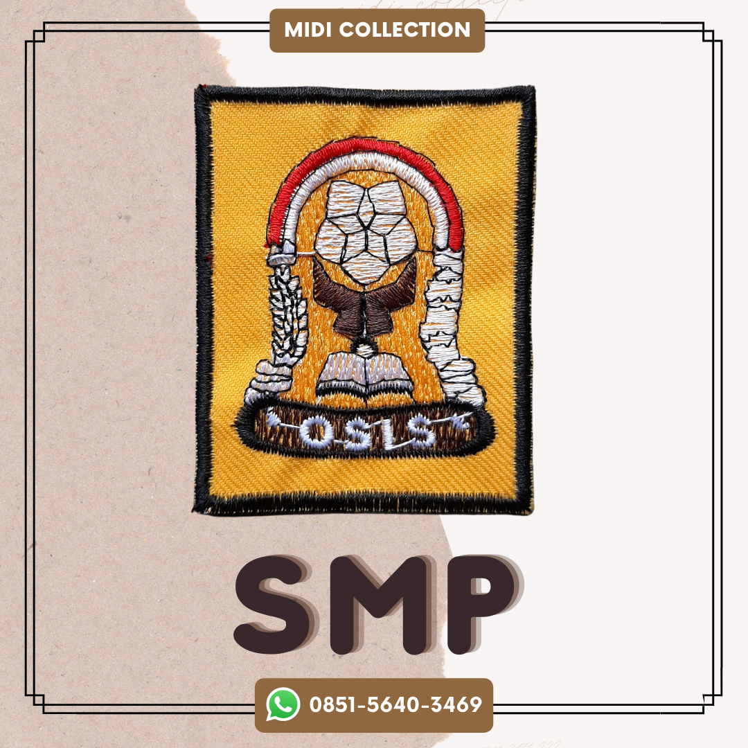 Bet/Bedge Bordiran Logo SD/SMP/SMA Ukuran pas dengan Kantong Saku ...