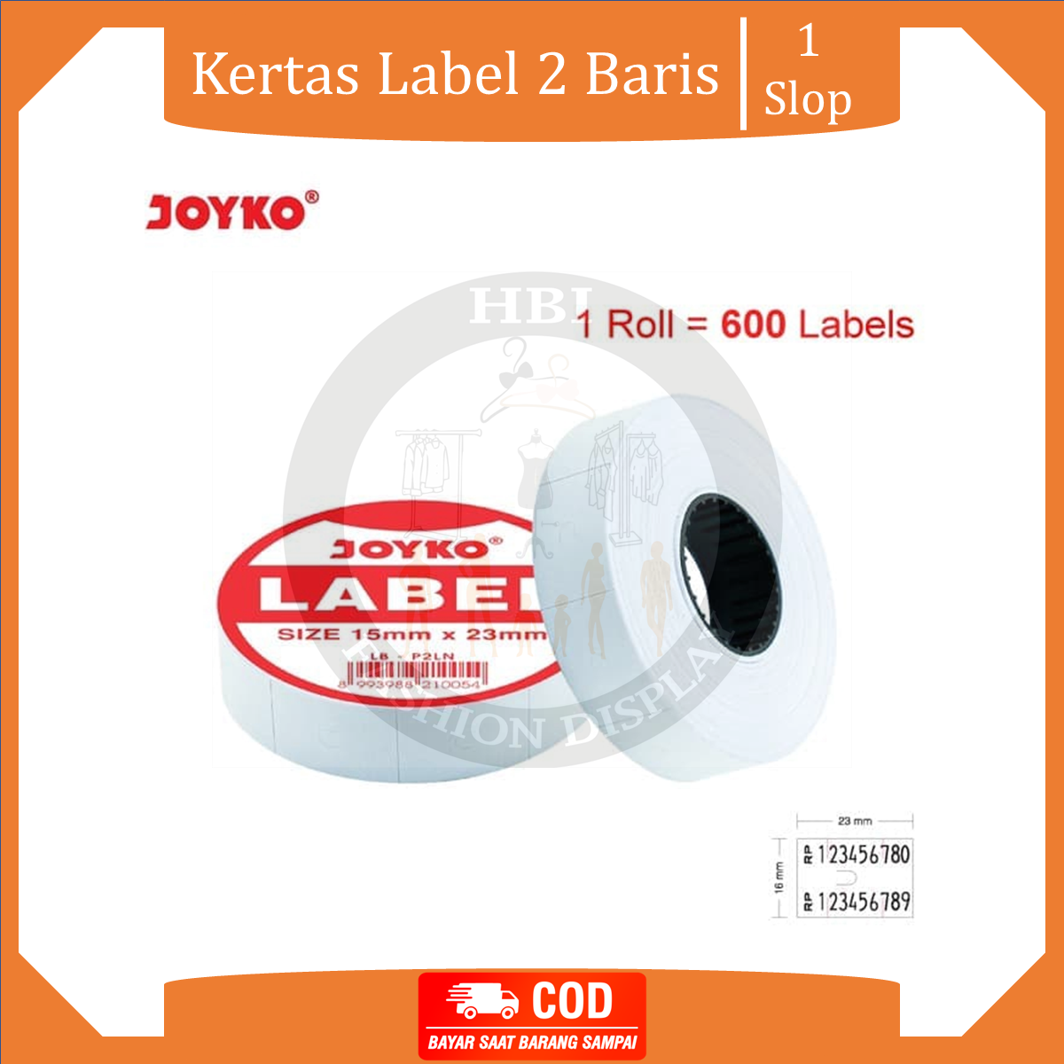 Kertas Label Harga / Price Label Roll Joyko 2 Baris Warna Putih ...