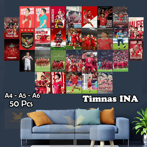 POSTER TIMNAS INA 50 PCS / POSTER DINDING / POSTER A6 / POSTER DINDING ...