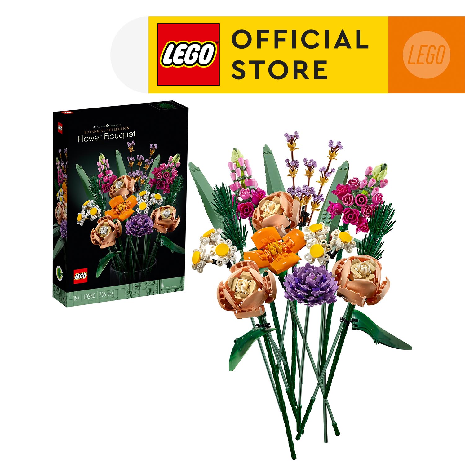 LEGO Icons 10280 Flower Bouquet (756 Pieces) Mainan Susun (18 Tahun+ ...