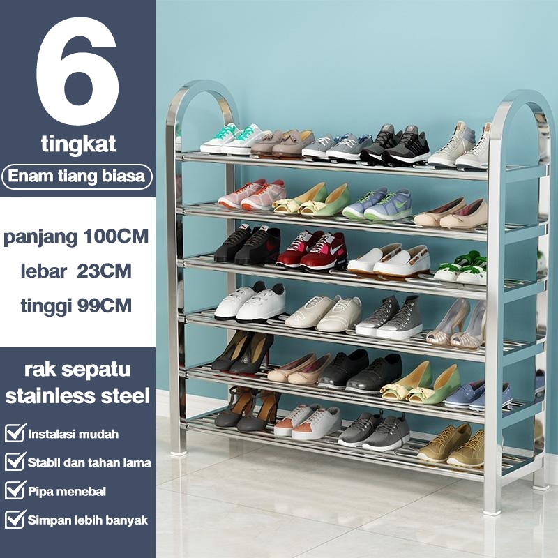 Rak Sepatu Stainless Steel Tempat Sepatu Sandal Multifungsi Rak Sepatu ...