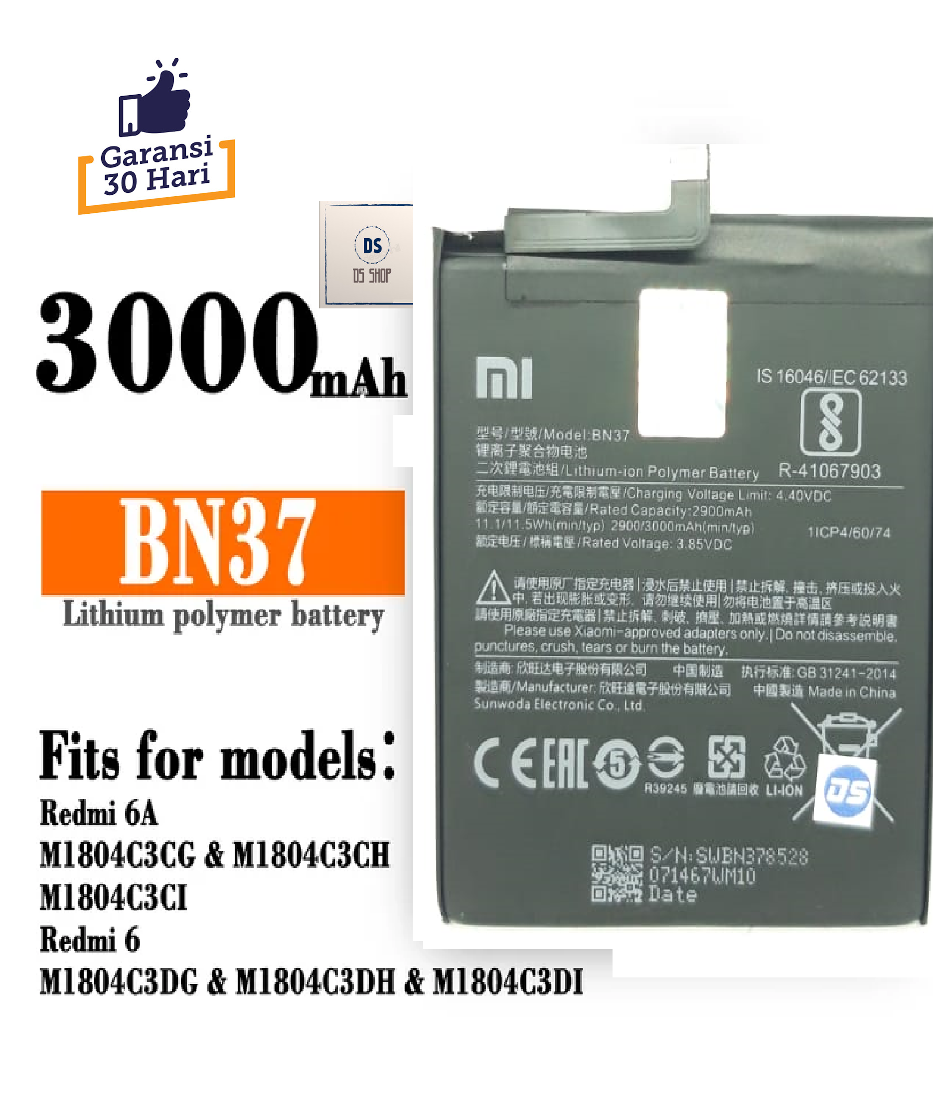 Baterai HP XIAOMI REDMI 6A - 6 BN37 BN 37 Original 100% New Distributor ...