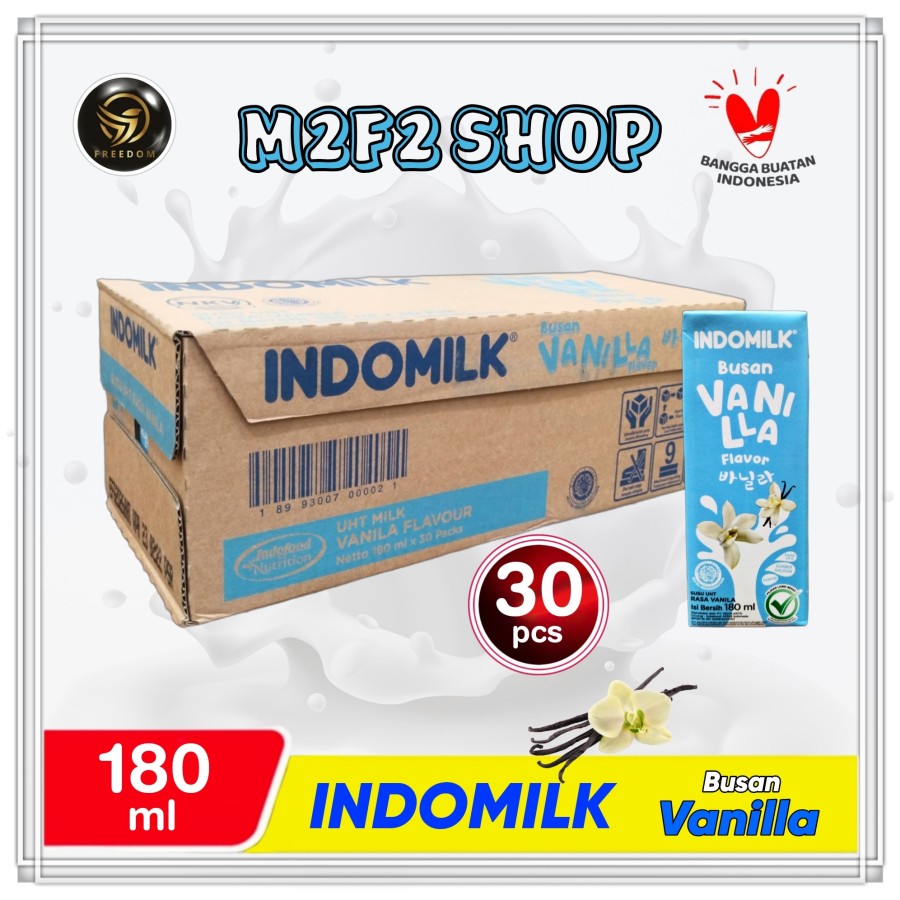 Susu Indomilk Busan Vanilla | Vanila Kotak UHT - 180 ml (Kemasan Karton) | Lazada Indonesia