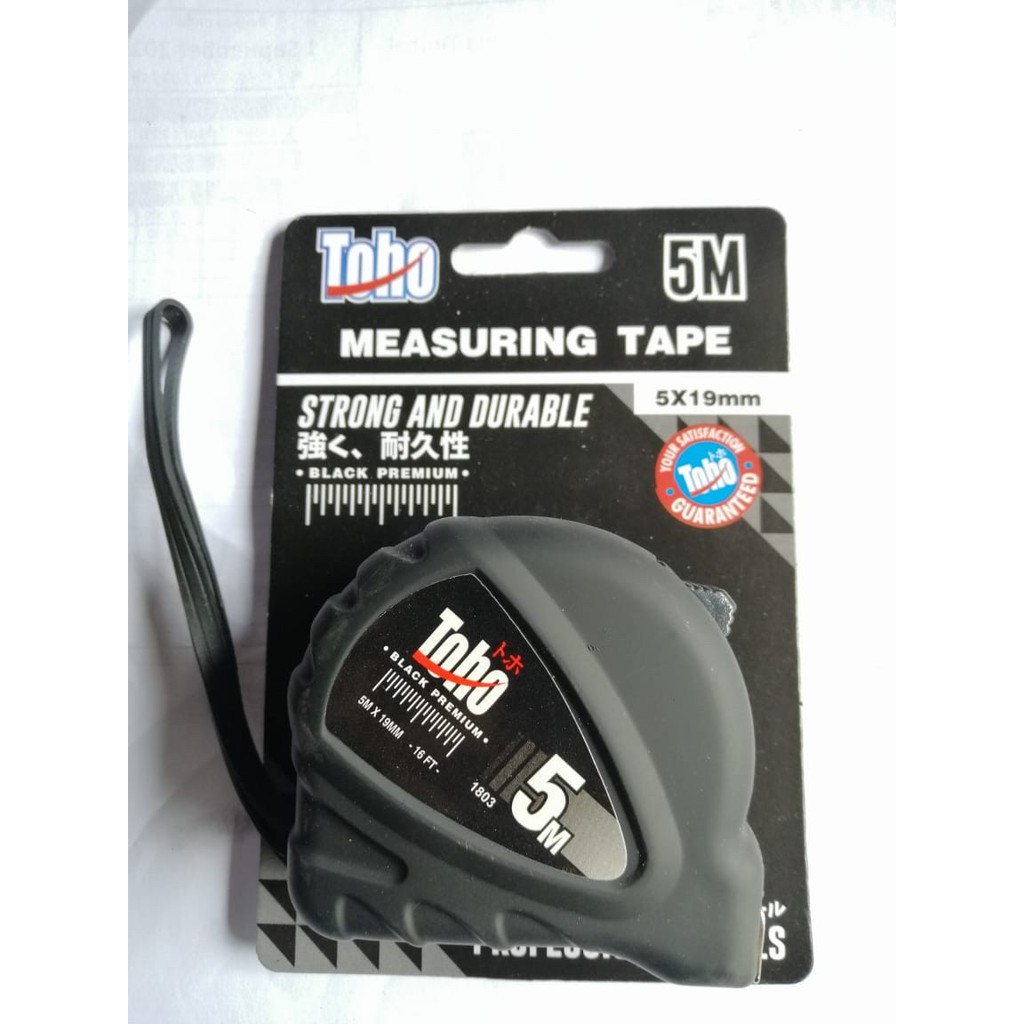 TOHO Meteran 5 Meter MEASURING TAPE Black PREMIUM Toho Alat Ukur Plat ...