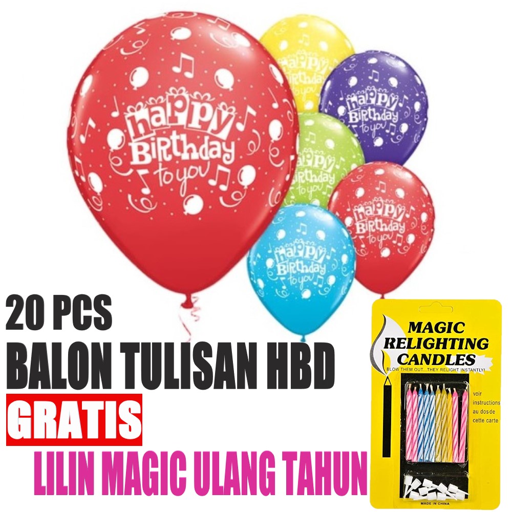 ( PAKET HEMAT PLUS LILIN MAGIC ISI 10 BATANG ) Balon Ulang Tahun Isi 20 ...