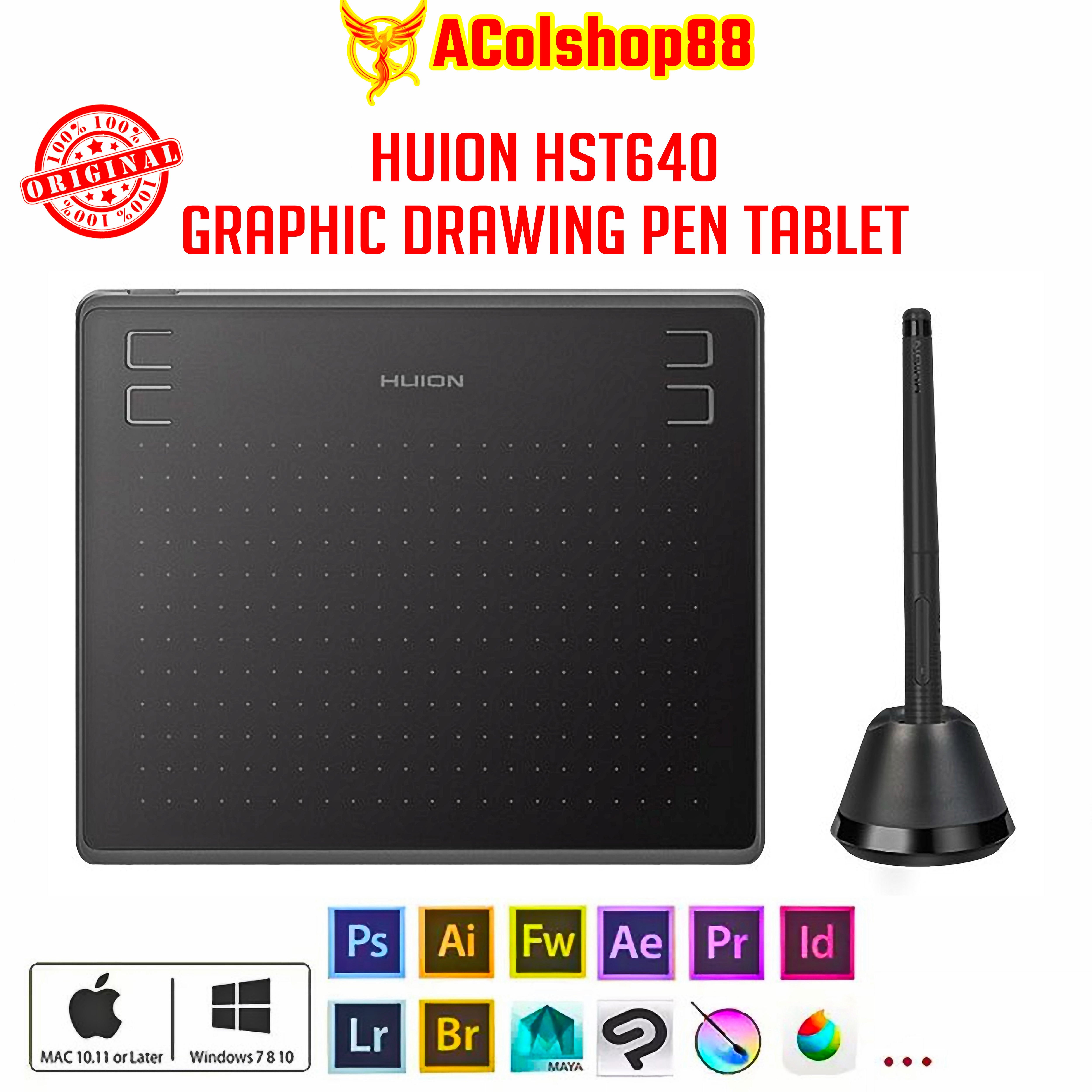 Huion HST640 Graphic Drawing Pen Tablet Original For Android Windows ...